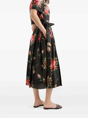 Dolce & Gabbana Floral Print Midi Dress With Belt