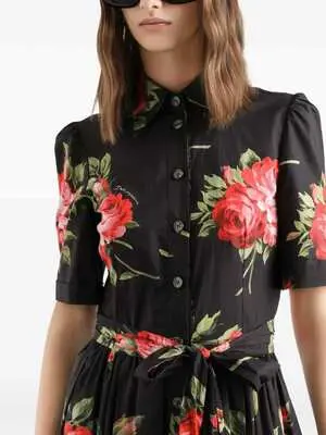 Dolce & Gabbana Floral Print Midi Dress With Belt