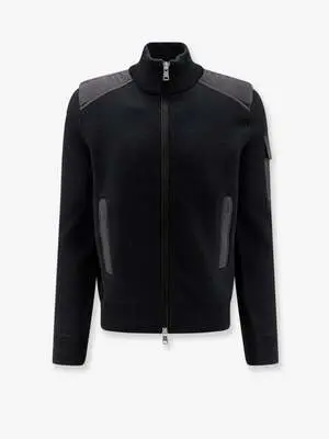 Moncler Virgin Wool Cardigan With Logo Patch