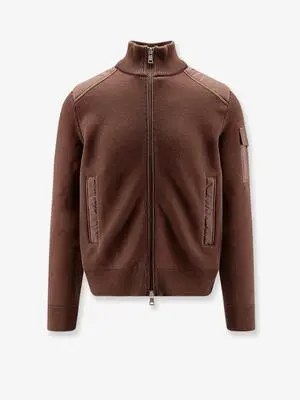 Moncler Virgin Wool Cardigan With Logo Patch - Multicolor