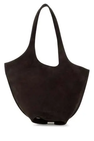 Attico Dark Suede Medium La Scoop Shoulder Bag - Brown