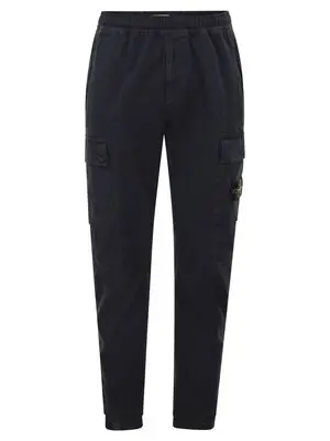 Stone Island Cargo Trousers In Cotton Twill - Blue