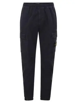 Stone Island Cargo Trousers In Cotton Twill - Blue