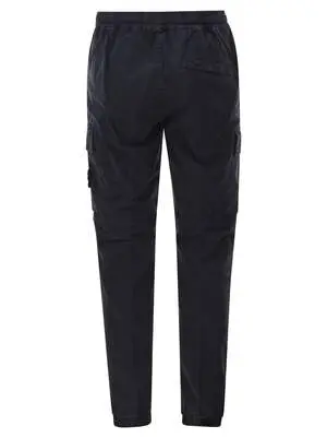 Stone Island Cargo Trousers In Cotton Twill - Blue