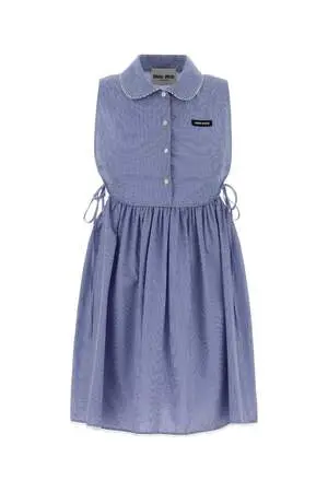 Miu Miu Embroidered Cotton Mini Dress - Multicolor