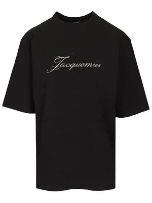 Jacquemus T-shirt With Script Logo - Black