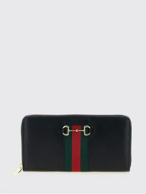 Gucci Horsebit Web Zip Wallet - Black