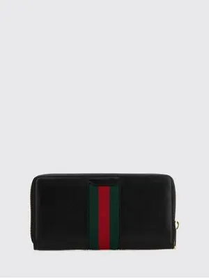 Gucci Horsebit Web Continental Calfskin Zip Wallet - Black