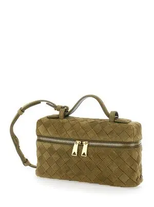 Bottega Veneta Intrecciato Suede Vanity Case - Green