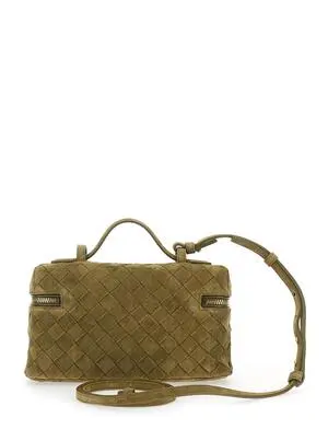 Bottega Veneta Intrecciato Suede Vanity Case - Green