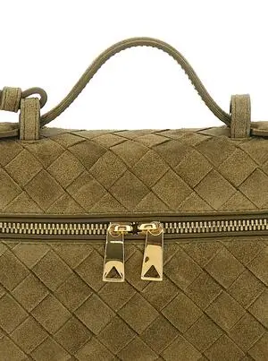 Bottega Veneta Intrecciato Suede Vanity Case - Green