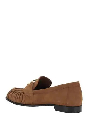 Fendi Loafers With Ff Plate On The Front In Leather For - Brown