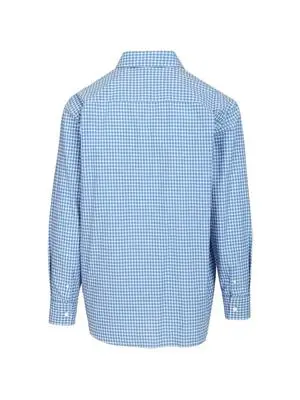 Loewe Lightweight Textured Checked Cotton Shirt - Blue