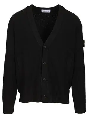 Stone Island V-neck Cardigan - Black