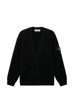 Stone Island V-neck Cardigan - Black