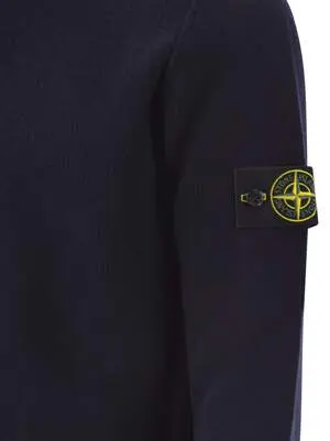 Stone Island Crew-neck Jumper With Reverse Stitch Details - Blue