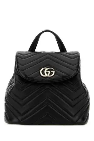 Gucci Leather Mini Gg Marmont Backpack - Black