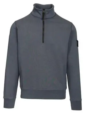 Stone Island Organic Cotton Sweatshirt With Short Zip