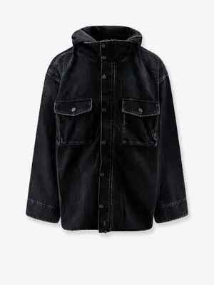 Balenciaga Hooded Denim Jacket - Black