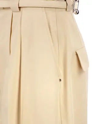 Sportmax Wide Leg Cotton Trousers With Integrated Belt - Multicolor