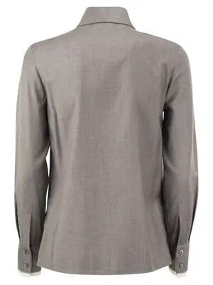 Peserico Stretch Virgin Wool And Viscose Shirt - Gray