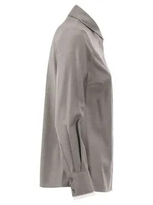 Peserico Stretch Virgin Wool And Viscose Shirt - Gray