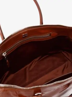 Miu Miu Shiny Leather Handbag With Front Lettering Logo - Multicolor