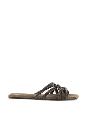 Brunello Cucinelli Sandals With Contrasting Stitching - Brown