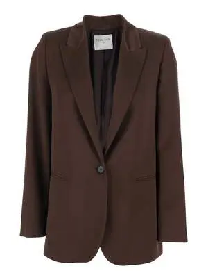 FORTE_FORTE Brown Jacket With Peak Revers And Vent In Viscose Blend For - Multicolor