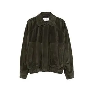 Saint Laurent Suede Bomber Jacket - Green