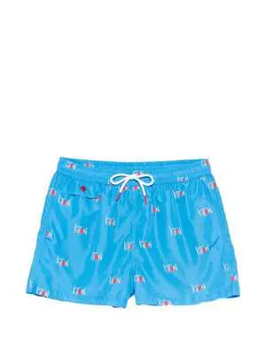 Kiton Swim Shorts With Logo Print - Multicolor