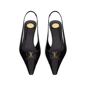 Saint Laurent Leather Slingback Pumps - Black