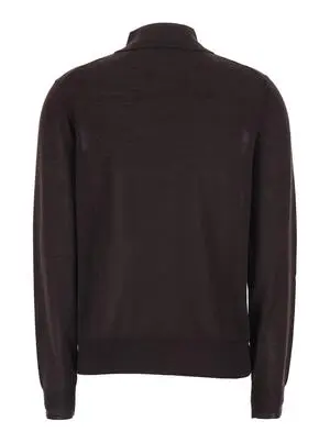 P.a.r.o.s.h Brown Polo Collar Sweater With Front Button Closure In Wool Blend For