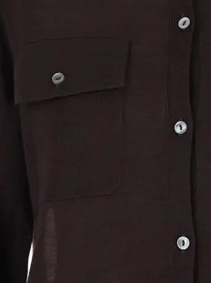 P.a.r.o.s.h Brown Polo Collar Sweater With Front Button Closure In Wool Blend For