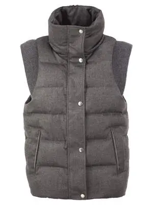 Peserico Padded Gilet With High Neck And Lurex Knit Details - Multicolor