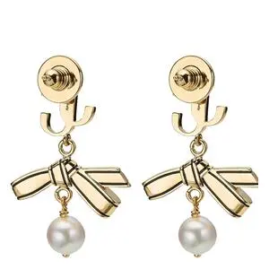 JIMMY CHOO Ribbon Pearl Earrings - Gold