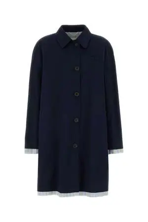 Miu Miu Dark Poplin Trench Overcoat - Blue