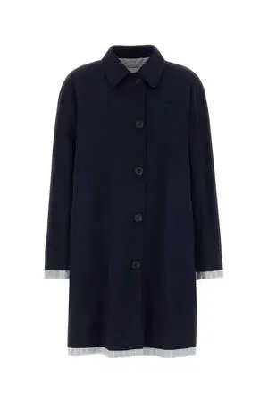 Miu Miu Dark Poplin Trench Overcoat - Blue