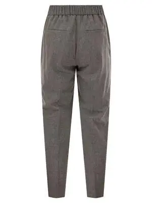 Peserico Virgin Wool And Cashmere Tapered Trousers - Gray