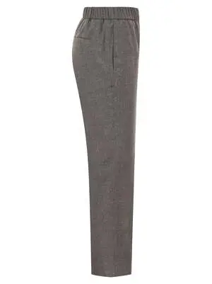 Peserico Virgin Wool And Cashmere Tapered Trousers - Gray