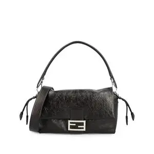 Fendi Calfskin Medium Baguette Soft Tote Bag - Black