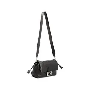 Fendi Calfskin Medium Baguette Soft Tote Bag - Black
