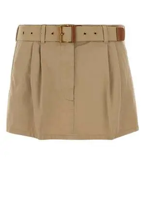 Miu Miu Beige Gabardine Mini Skirt - Brown