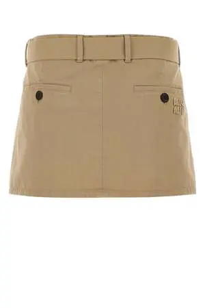 Miu Miu Beige Gabardine Mini Skirt