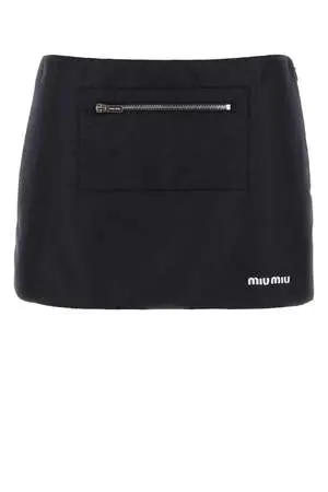 Miu Miu Navy Nylon Mini Skirt - Blue