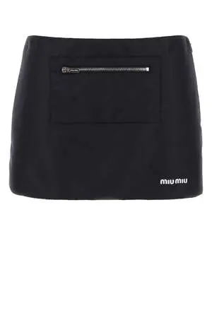Miu Miu Navy Nylon Mini Skirt - Blue