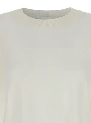 P.a.r.o.s.h Long-sleeved Crewneck Sweater In Wool And Silk Blend - White