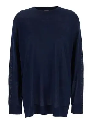 P.a.r.o.s.h Blue Long-sleeved Crewneck Sweater In Wool And Silk Blend - Multicolor