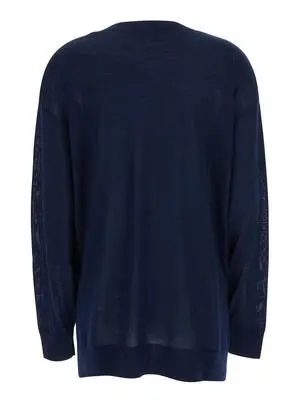 P.a.r.o.s.h Blue Long-sleeved Crewneck Sweater In Wool And Silk Blend - Multicolor