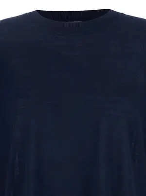 P.a.r.o.s.h Blue Long-sleeved Crewneck Sweater In Wool And Silk Blend - Multicolor